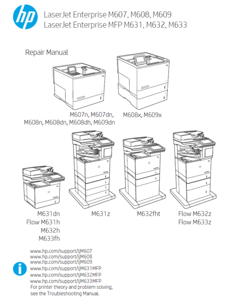 Service manual HP LaserJet Enterprise M607, M608, M609. M607n, M607dn ...