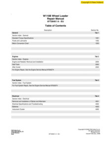 Service manual New Holland W110B (Tier 3) Wheel Loader