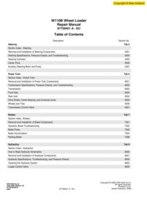 Service manual New Holland W110B (Tier 3) Wheel Loader