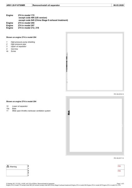 Service manual Mercedes-Benz M274 Engine | Up to 2020 incl.