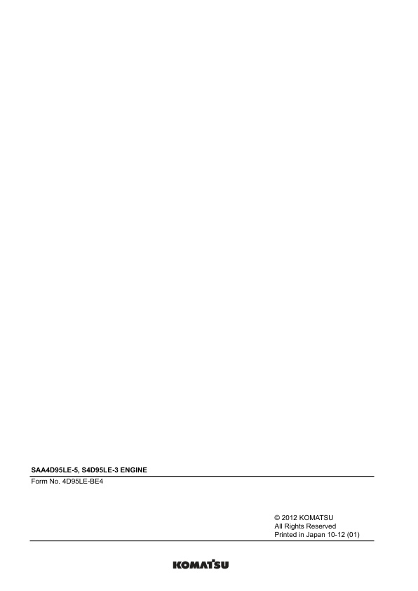 Service manual Komatsu SAA4D95LE-5, S4D95LE-3 Diesel Engine | 4D95LE-BE4