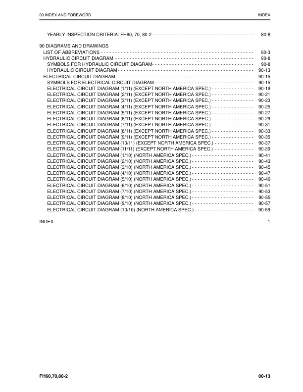Service manual Komatsu FH60-2, FH70-2, FH80-2 51001 & Up | SM166 ...