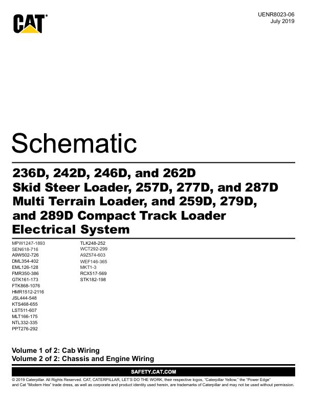 Schematic Caterpillar 236D, 242D, 246D, 262D, 257D, 277D, 287D, 259D ...