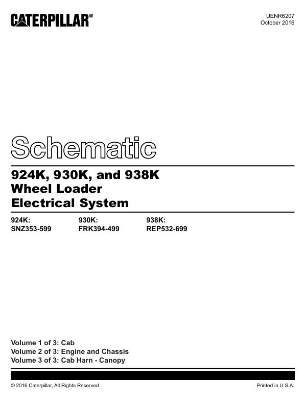 Schematic Caterpillar 924K, 930K, 938K Wheel Loader Electrical System ...