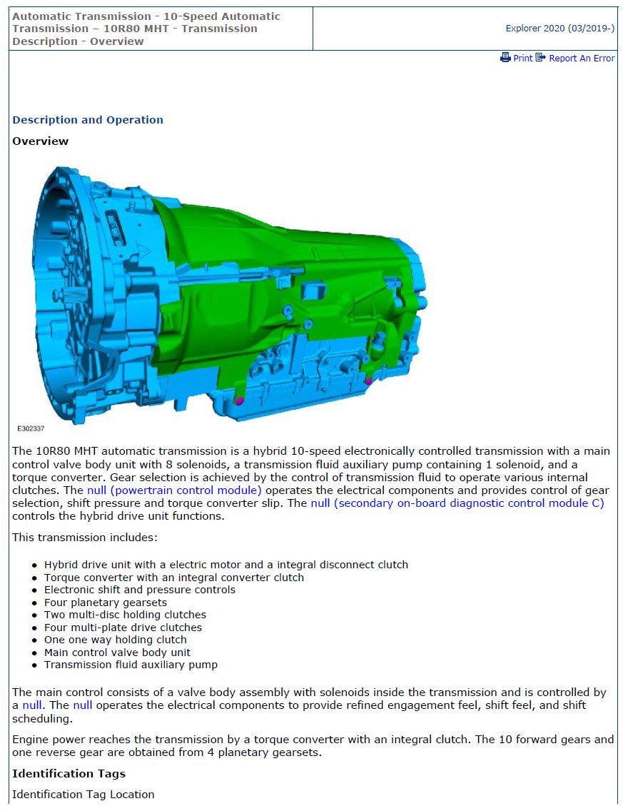 Service manual Ford 10R80 MHT 10-Speed Automatic Transmission