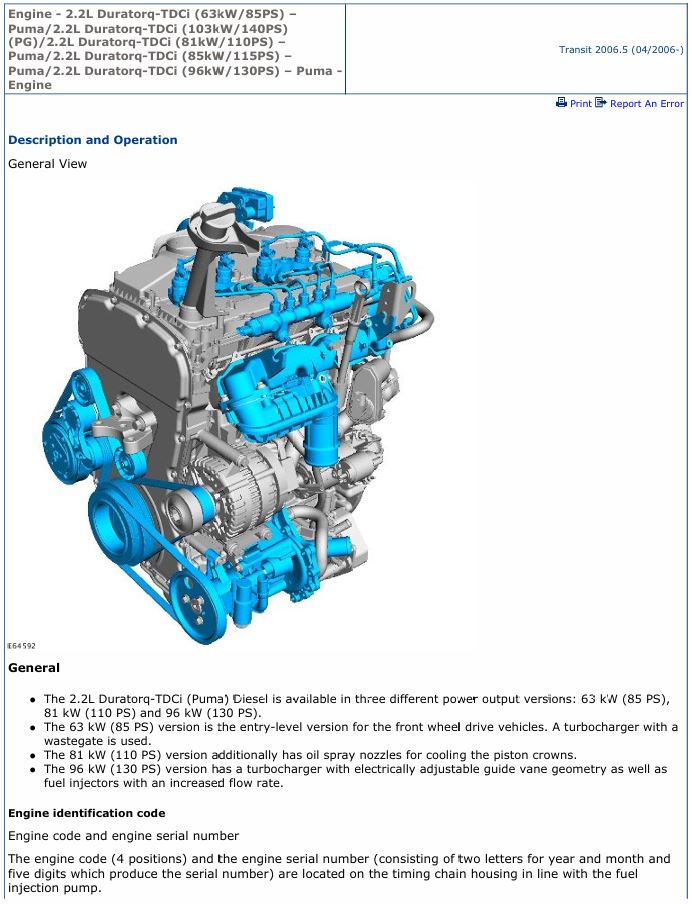 Service manual Ford Engine 2.2L Duratorq-TDCi Puma (63 kW/85 PS, 81 kW ...